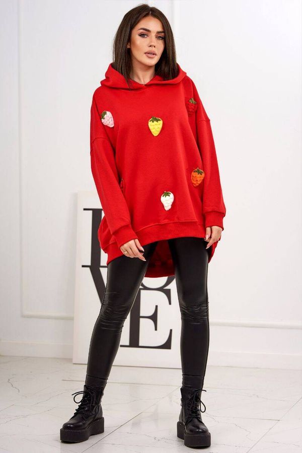 INSULATED SWEATSHIRT WITH A RED STRAWBERRY MOTIF