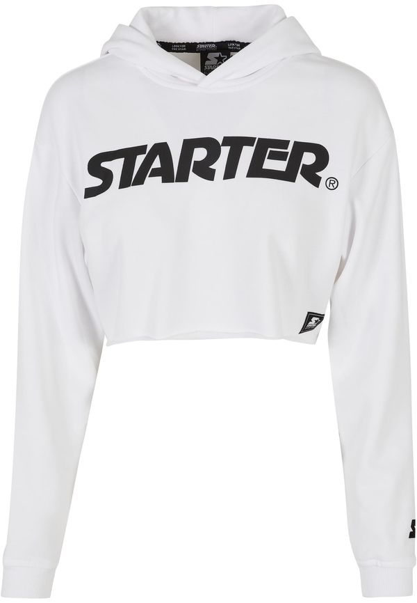 LADIES STARTER CROPPED HOODY WHITE