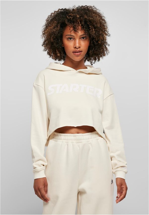 LADIES STARTER CROPPED HOODY LIGHT WHITE