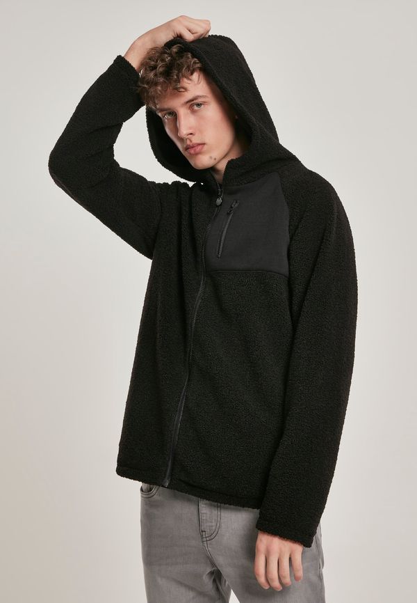 SHERPA ZIP-UP HOODED JACKET BLACK