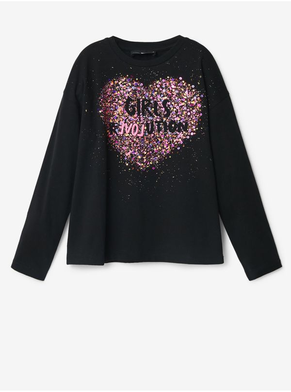 BLACK GIRLY T-SHIRT DESIGUAL ALBA - GIRLS