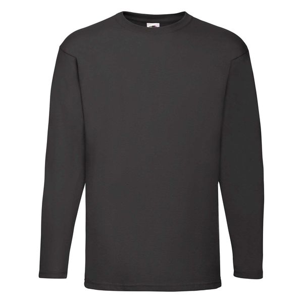 VALUEWEIGHT MEN'S BLACK LONG SLEEVE T-SHIRT FRUIT OF THE LOOM
