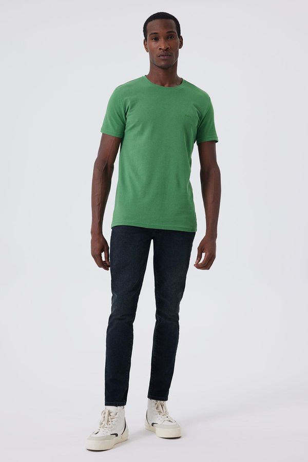 LEE COOPER MEN'S TWINGOS 6 PIQUE O NECK T-SHIRT GREEN