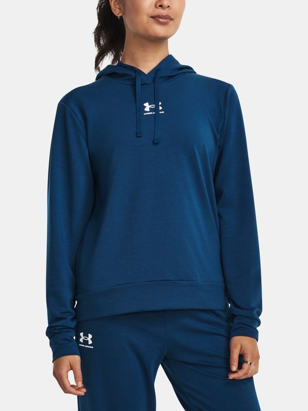 UNDER ARMOUR SWEATSHIRT RIVAL TERRY HOODIE-BLU - WOMEN