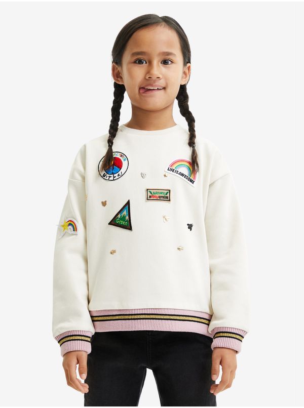 DESIGUAL VERDE CREAM SWEATSHIRT FOR GIRLS - GIRLS