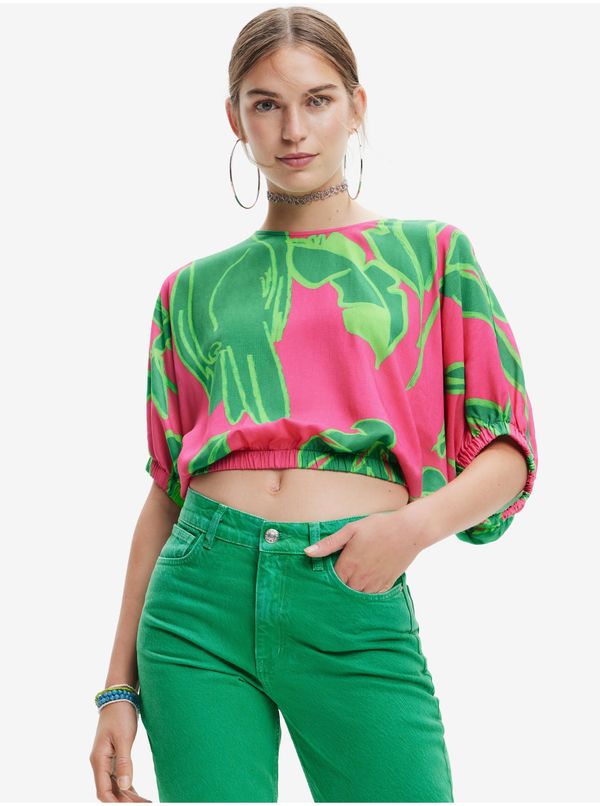 DESIGUAL GARRET GREEN-PINK WOMENS TOP - WOMEN