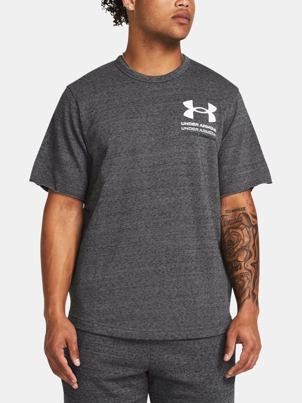 UNDER ARMOUR T-SHIRT UA RIVAL TERRY SS COLORBLOCK-GRY - MEN'S