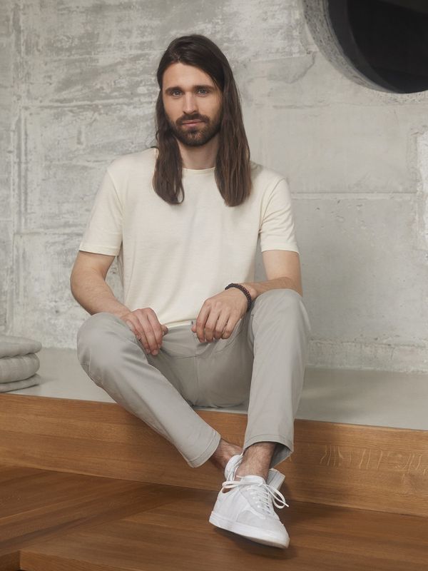 BEIGE MEN'S T-SHIRT PURE ORGANIC RUSSELL