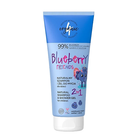 2U1 PRIRODNI ŠAMPON I GEL ZA TUŠIRANJE ZA DECU BLUEBERRYFRIENDS 4ORGANIC 200ML