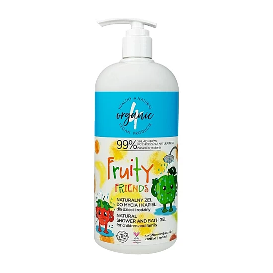 PRIRODNI GEL ZA TUŠIRANJE SA OSVEŽAVAJUĆOM AROMOM VOĆA ZA DECU I PORODICU FRUITY FAMILY 4ORGANIC 1000ML