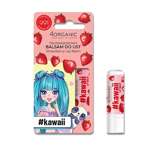 PRIRODNI BALZAM ZA USNE STRAWBERRY #KAWAII 4ORGANIC 5G