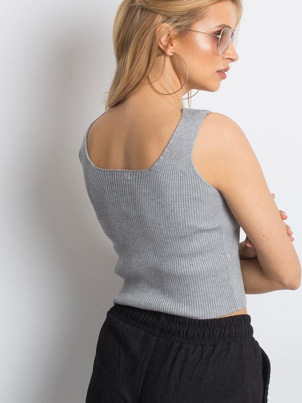 GREY CROP TOP WITH TIE