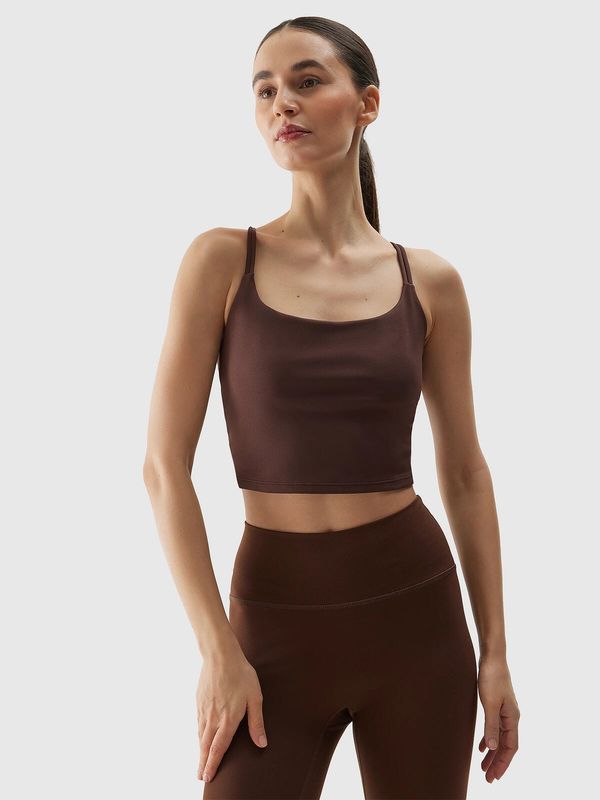 WOMEN'S 4F RECYCLED YOGA CROP TOP - BROWN