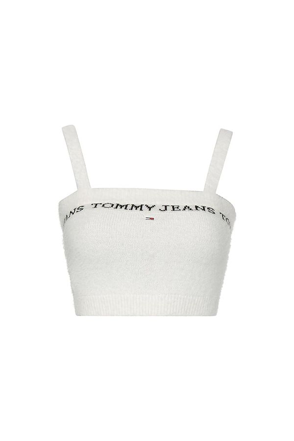TOMMY JEANS TOP - TJW CROP FURRY CAMI TOP WHITE