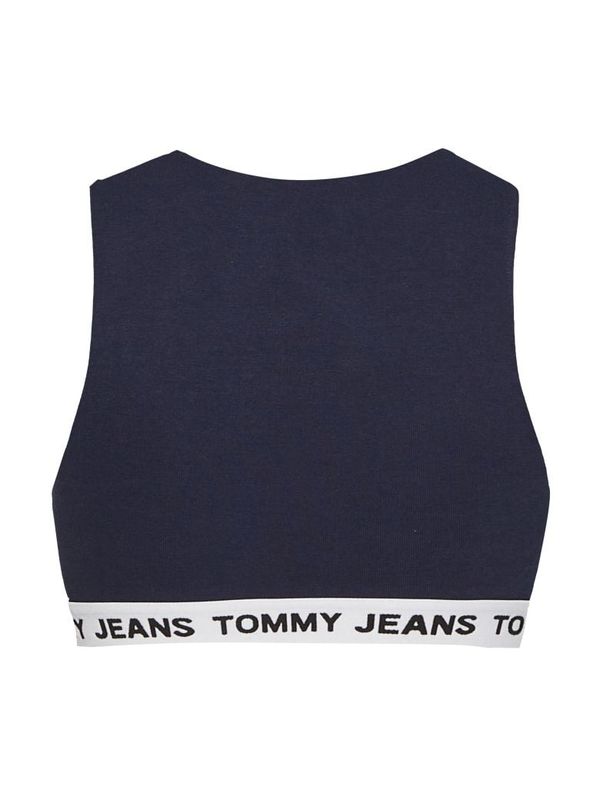 TOMMY JEANS TOP - TJW SUPER CROP V-LOGO WAISTAND BLUE