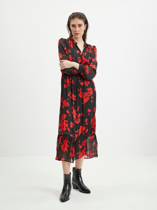 RED-BLACK WOMEN'S FLORAL DRESS ORSAY - LADIES