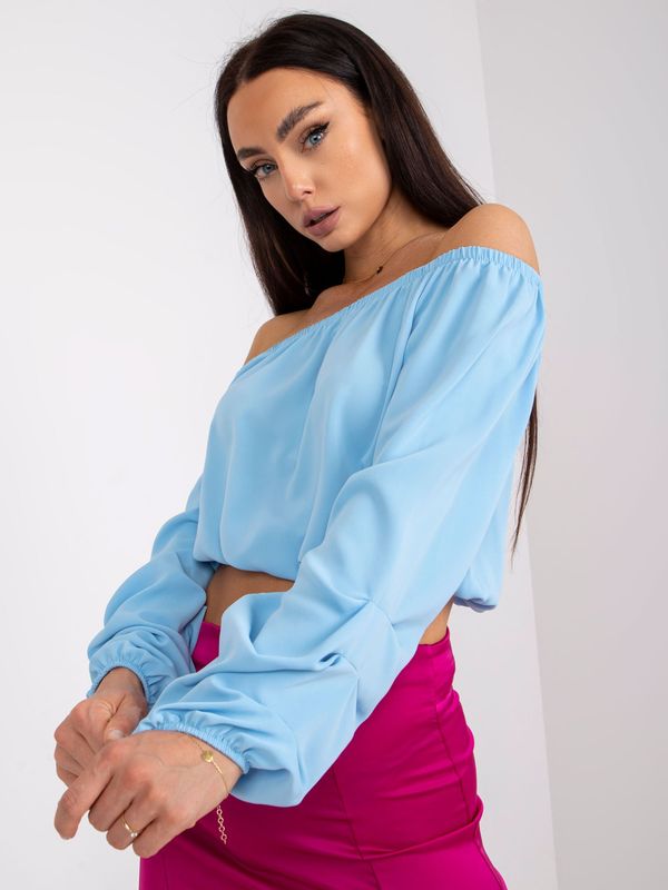 LIGHT BLUE SMOOTH SPANISH BLOUSE WITH LONG SLEEVES BY NINELI
