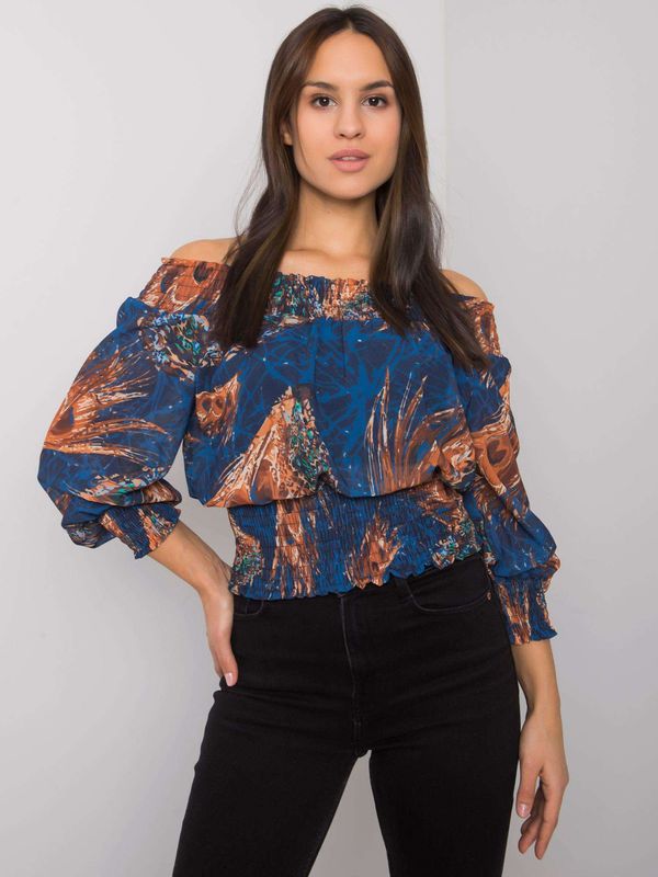 DARK BLUE LADY'S BLOUSE WITH NANTERRE PATTERNS