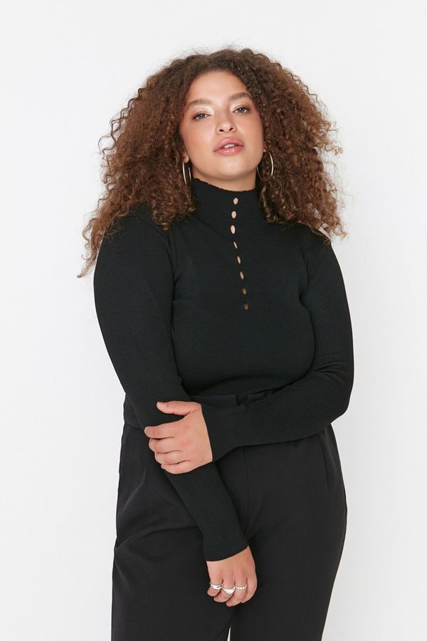 TRENDYOL CURVE BLACK HIGH NECK KNITWEAR BLOUSE