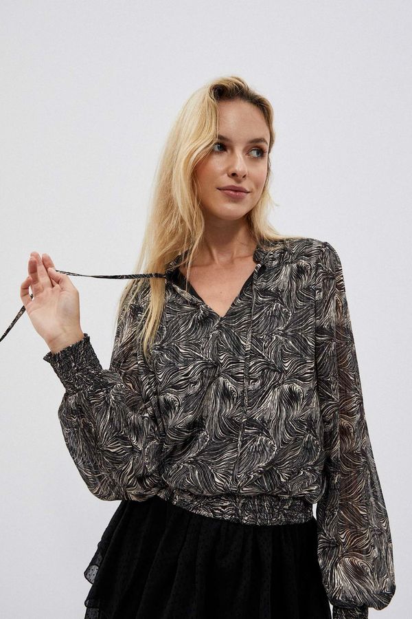 SHIRT WITH PRINT AND TIED NECKLINE