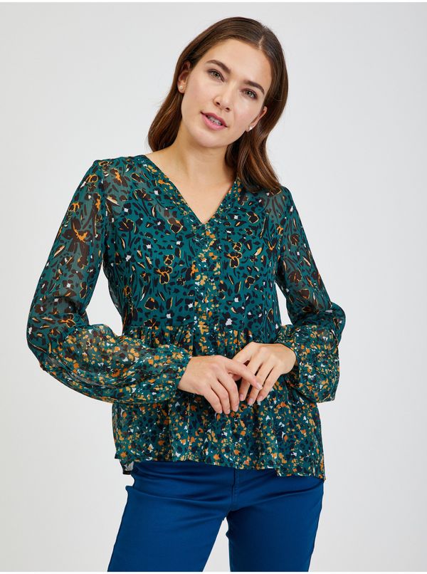 GREEN WOMEN'S PATTERNED BLOUSE ORSAY - LADIES