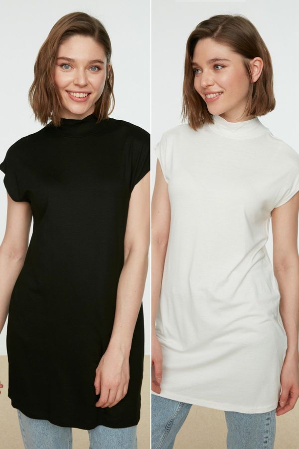 TRENDYOL BLACK-WHITE 2-PACK STAND COLLAR SLEEVELESS UNDERWEAR LINER TUNIC