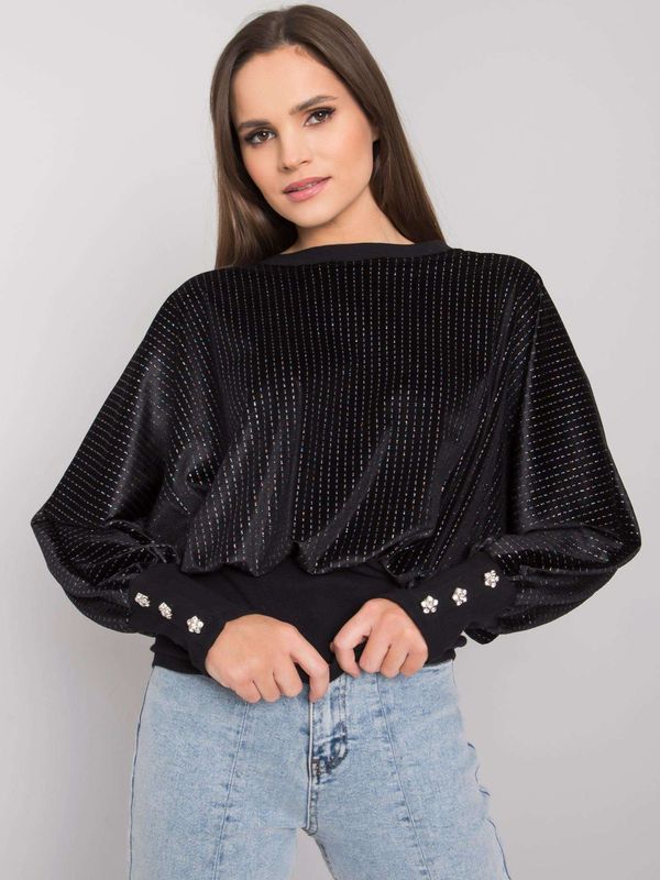 BLACK BLOUSE WITH DECORATIVE BUTTONS FROM BRITTANY RUE PARIS
