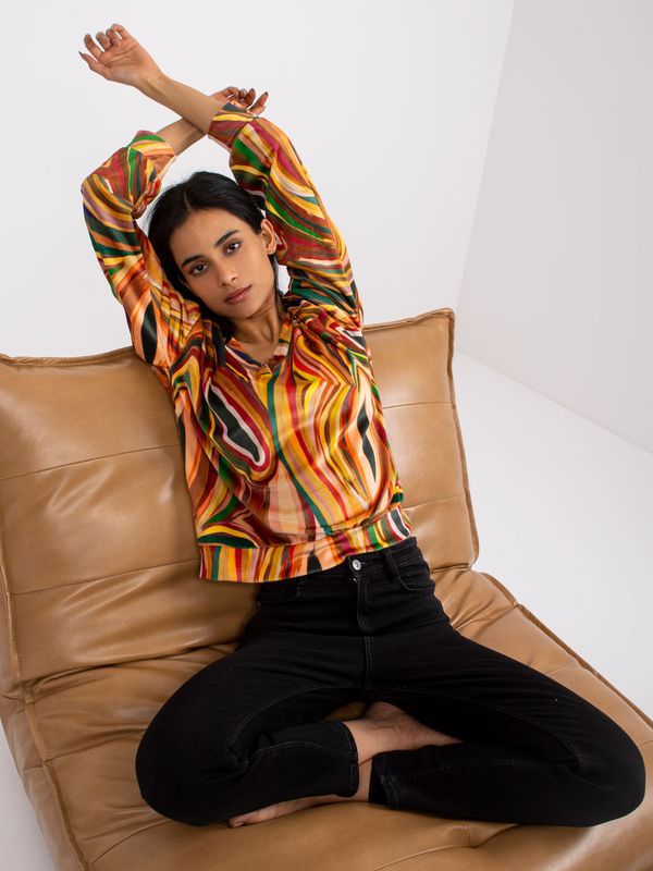 EVELYN YELLOW BLOUSE WITH LONG SLEEVES AND V-NECK