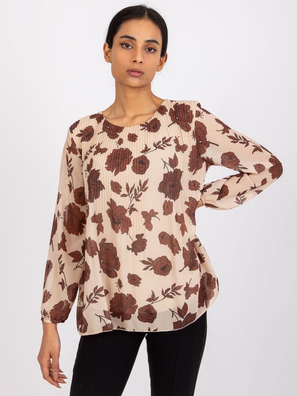 BEIGE AND BROWN PLEATED BLOUSE MIRKA