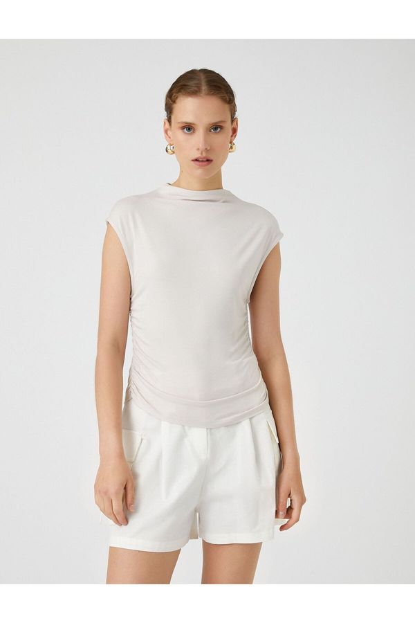 KOTON DRAPED HIGH NECK BLOUSE