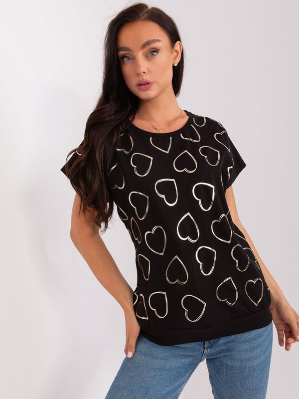 BLACK COTTON BLOUSE WITH PRINT