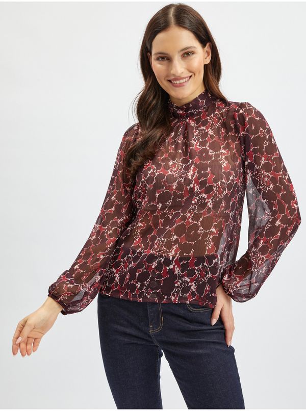 ORSAY WOMEN'S PATTERNED BURGUNDY BLOUSE - WOMEN