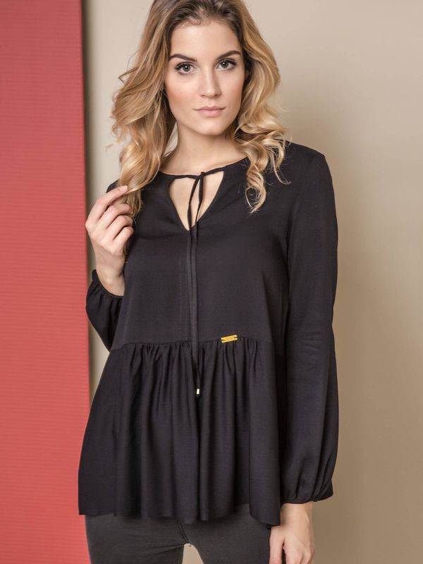 BLOUSE ONE WITH WIDE FRILL BLACK