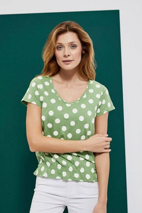 POLKA DOT BLOUSE WITH V-NECK