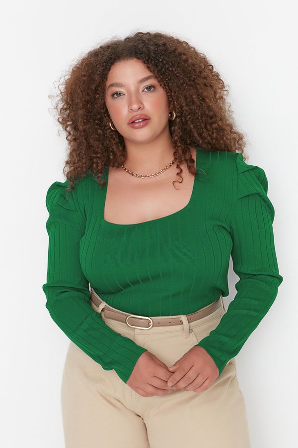 TRENDYOL CURVE GREEN KNITWEAR BLOUSE