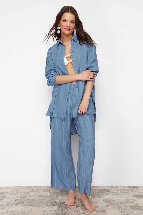 TRENDYOL BLUE WOVEN SHIRT