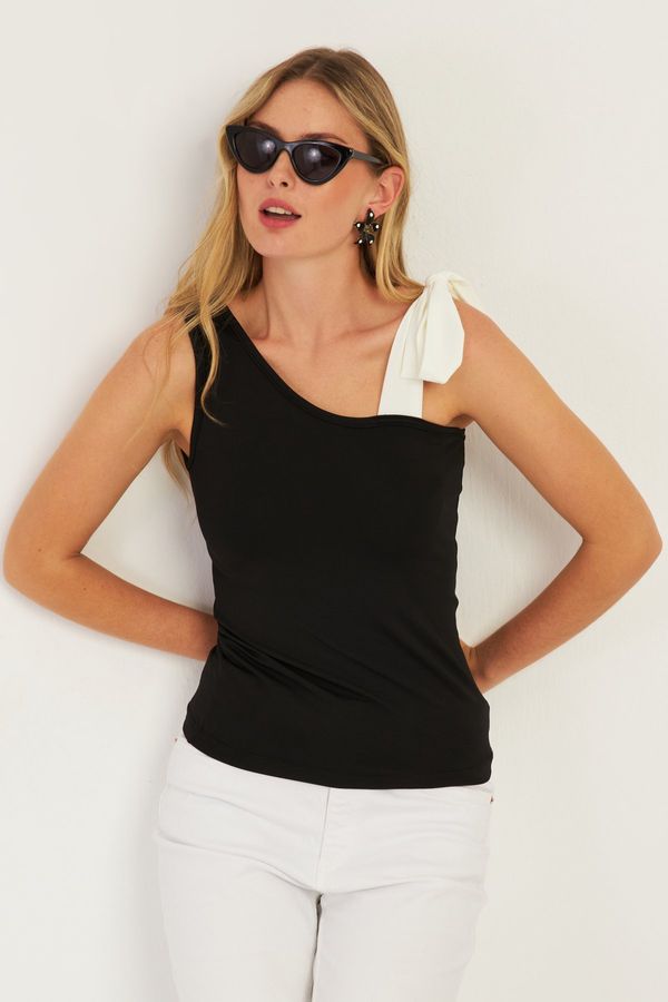 COOL & SEXY WOMEN'S BLACK TIE-UP BLOUSE