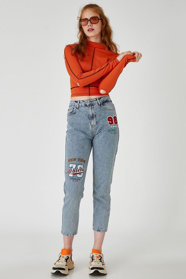 KOTON JEANS TROUSERS RELAXED CUT HIGH WAIST SLIGHTLY SKINNY LEG - MOM JEAN