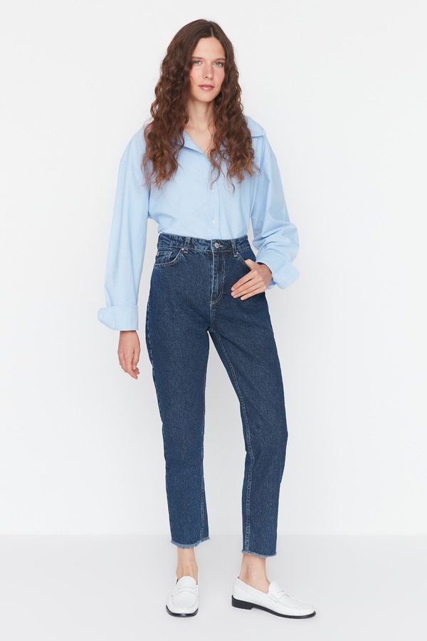 TRENDYOL DARK BLUE HIGH WAIST MOM JEANS