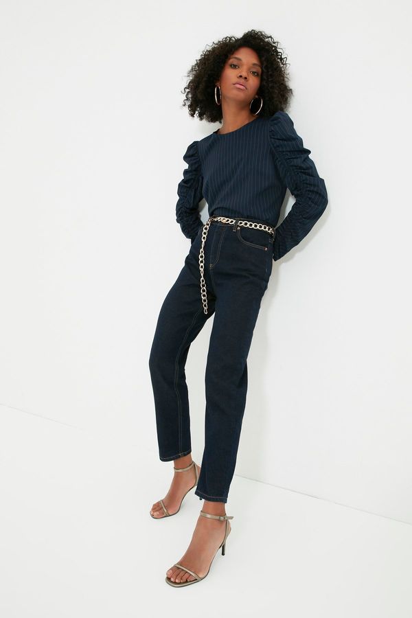 TRENDYOL NAVY BLUE HIGH WAIST MOM JEANS