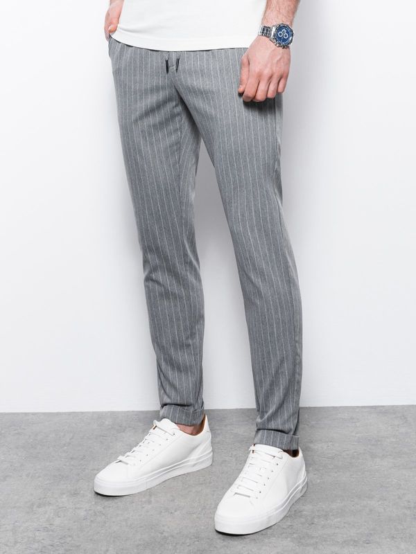OMBRE MEN'S PANTS WITH ELASTIC WAISTBAND - DARK GREY