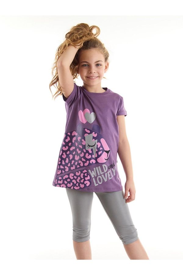 MSHB&G LEOPARD GIRL'S PURPLE TUNIC TIGHTS SET