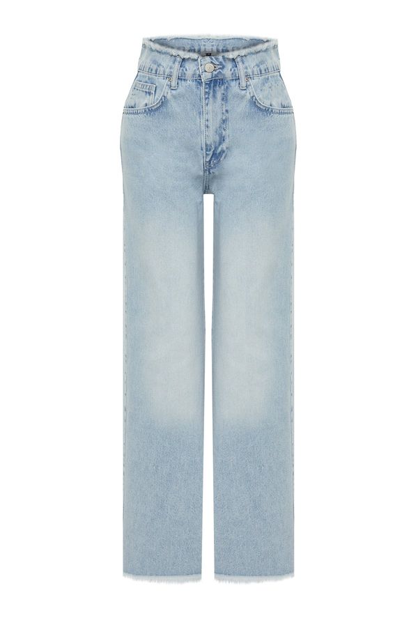 TRENDYOL LIGHT BLUE TASSEL DETAILED HIGH WAIST WIDE LEG JEANS