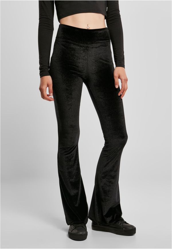 WOMEN'S HIGH-WAISTED VELVET LEGGINGS BLACK