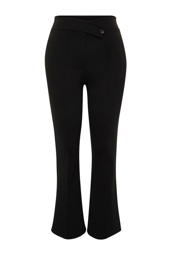 TRENDYOL CURVE BLACK ASYMMETRIC WAIST DETAILED KNITTED TROUSERS