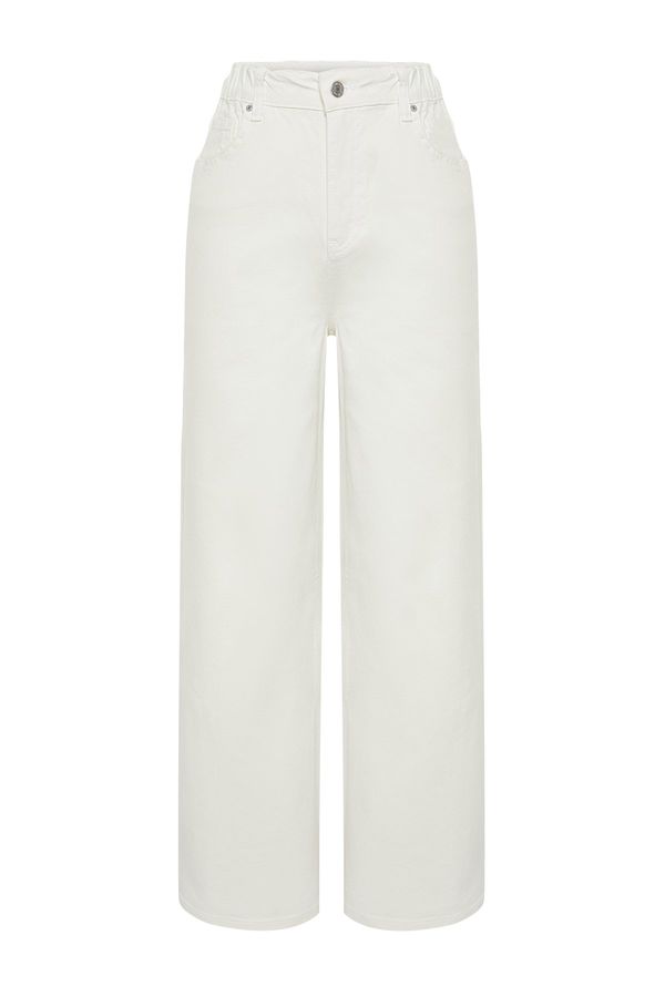 TRENDYOL WHITE MORE SUSTAINABLE HIGH WAIST EXTRA WIDE LEG JEANS WITH ELASTIC WAIST