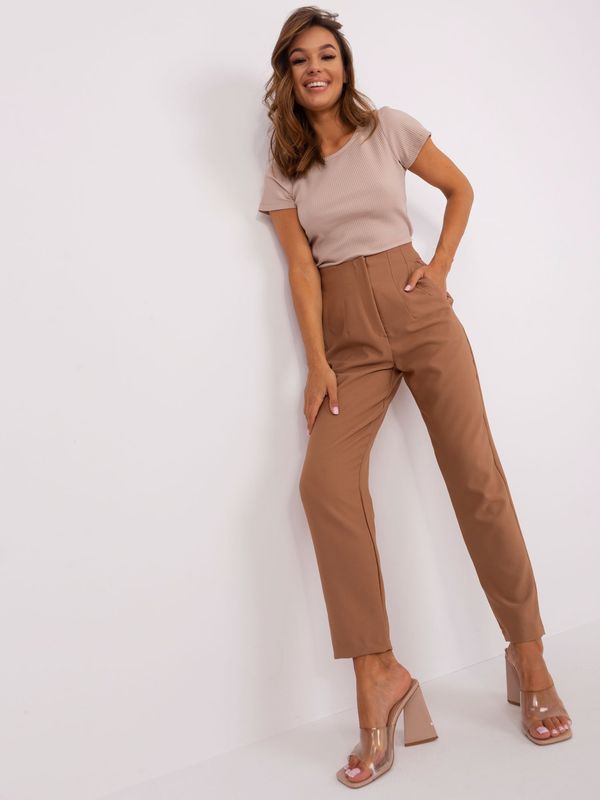 BROWN STRAIGHT ELEGANT TROUSERS OCH BELLA