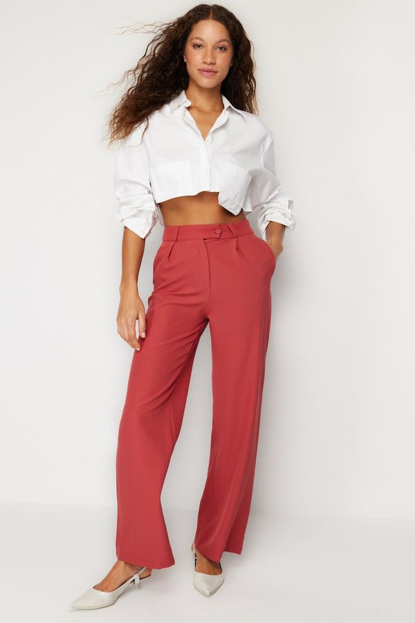 TRENDYOL DRIED ROSE STRAIGHT/STRAIGHT CUT WOVEN TROUSERS