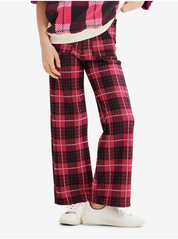 DARK PINK GIRLY CHECKED PANTS DESIGUAL DENIS - GIRLS