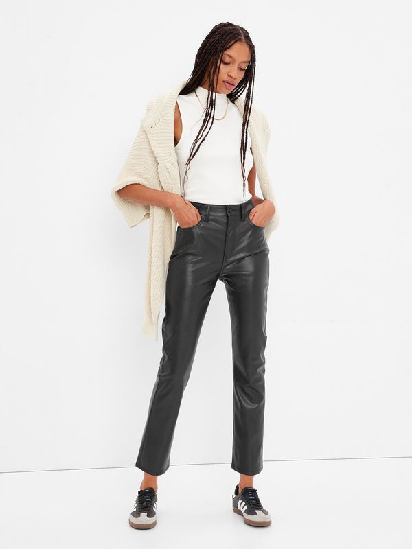 GAP ARTIFICIAL LEATHER SLIM HIGH RISE TROUSERS - WOMEN